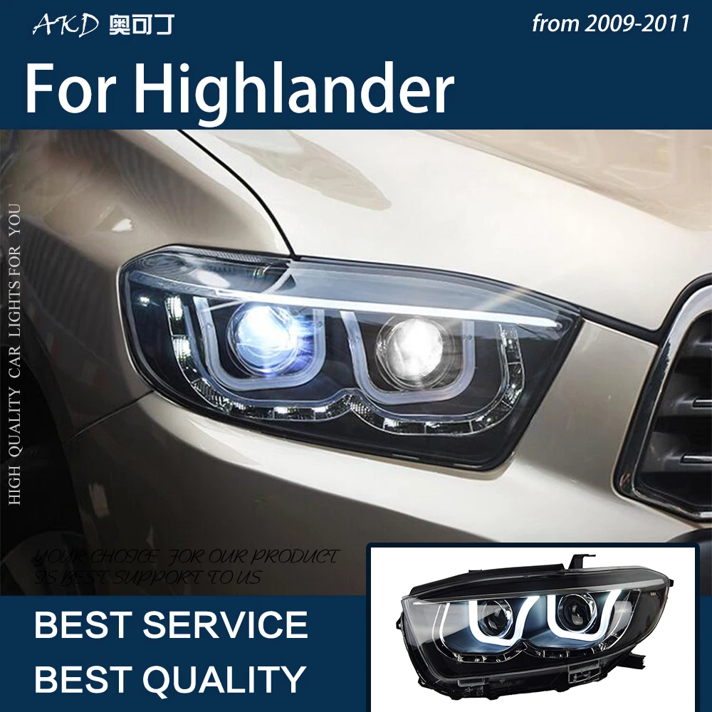 AKD Car Lights for Toyota Highlander 2009-2012 Kluger LED Headlight ...