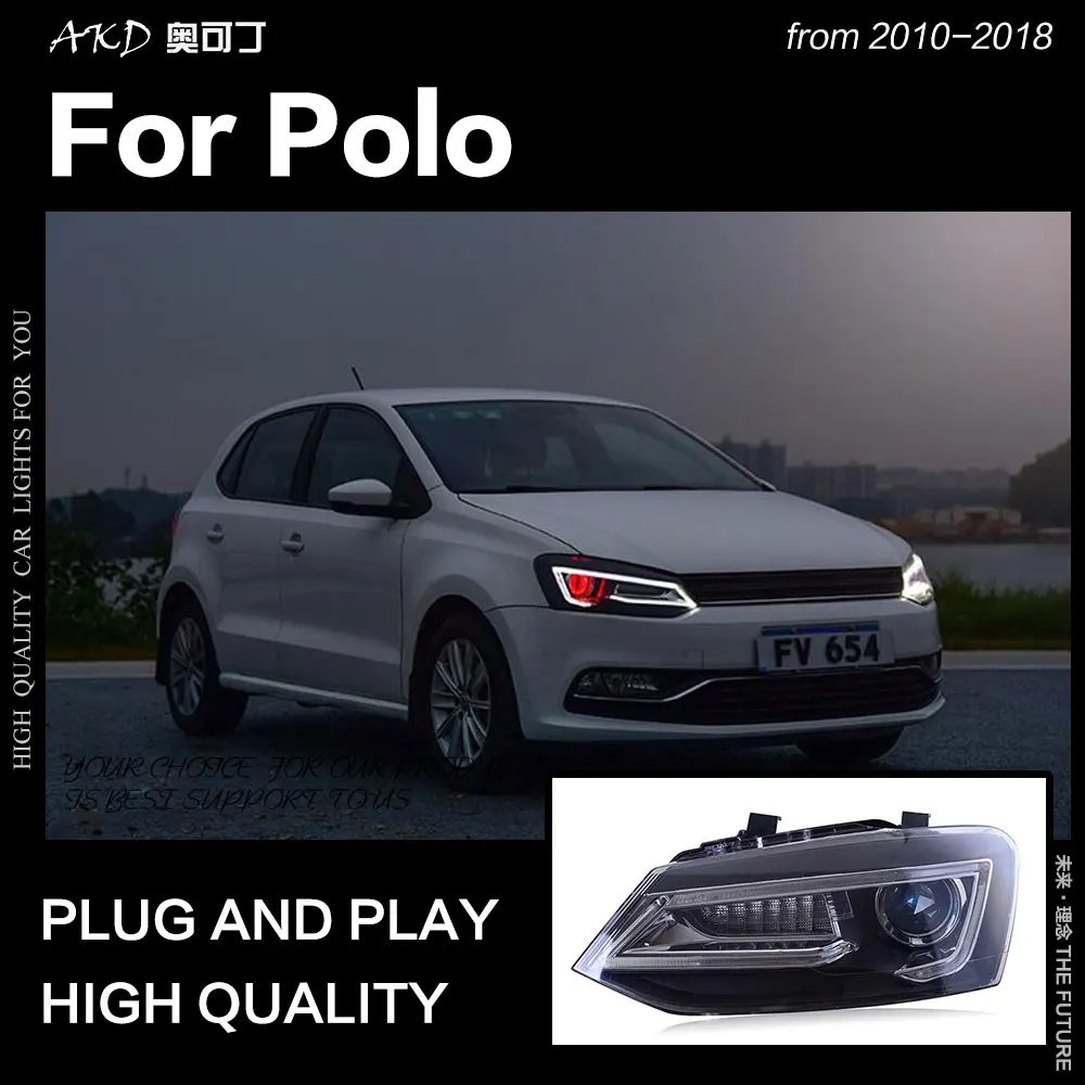 AKD Car Styling for VW Polo Headlight 2010-2018 Vento LED Head Lamp LED ...