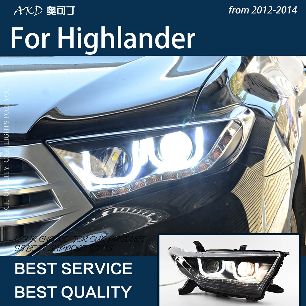 AKD Car Lights For Toyota Highlander 2012-2014 Kluger LED Headlights ...