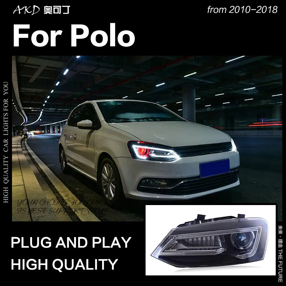 AKD Car Styling for VW Polo Headlight 2010-2018 Vento LED Head Lamp LED ...