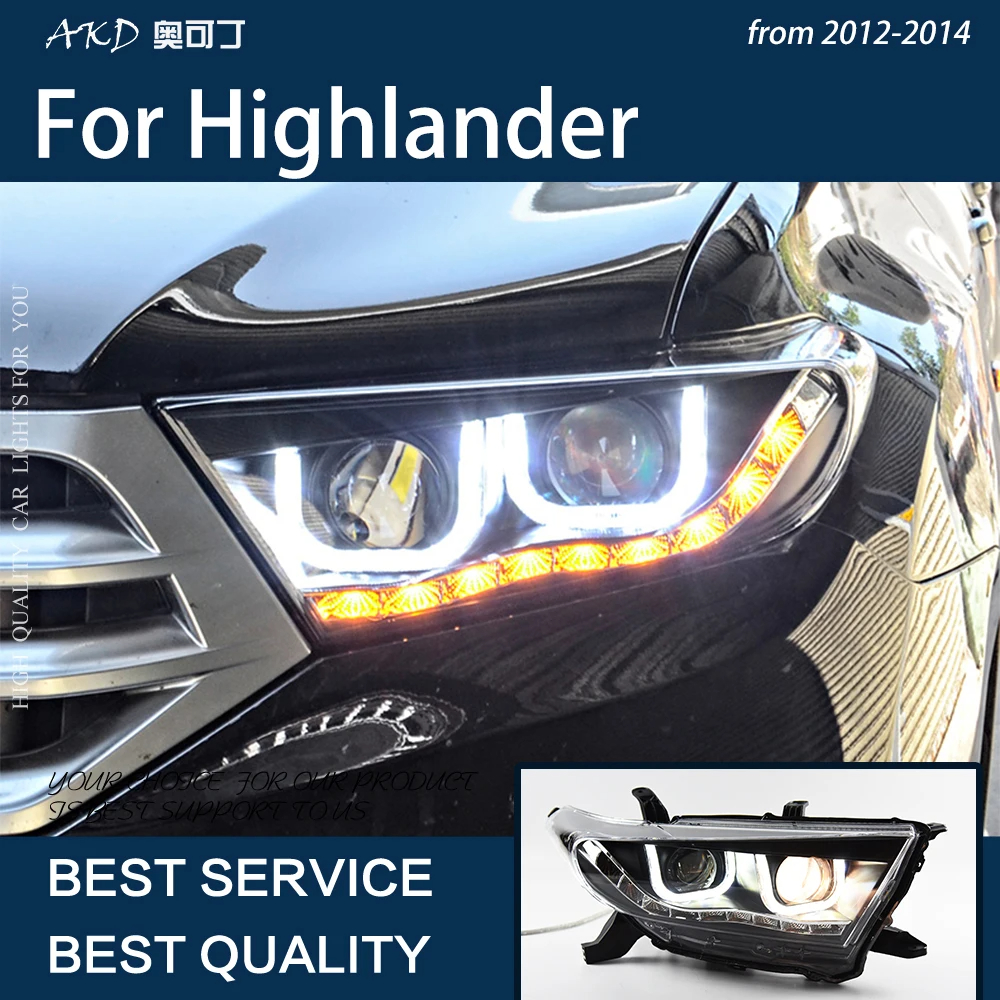 AKD Car Lights For Toyota Highlander 2012-2014 Kluger LED Headlights ...