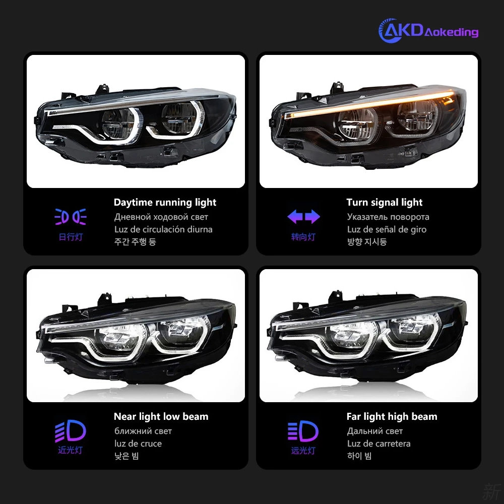 AKD Car Lights for BMW F32 LED Headlight 2012-2019 F36 F80 F33 DRL 425i ...