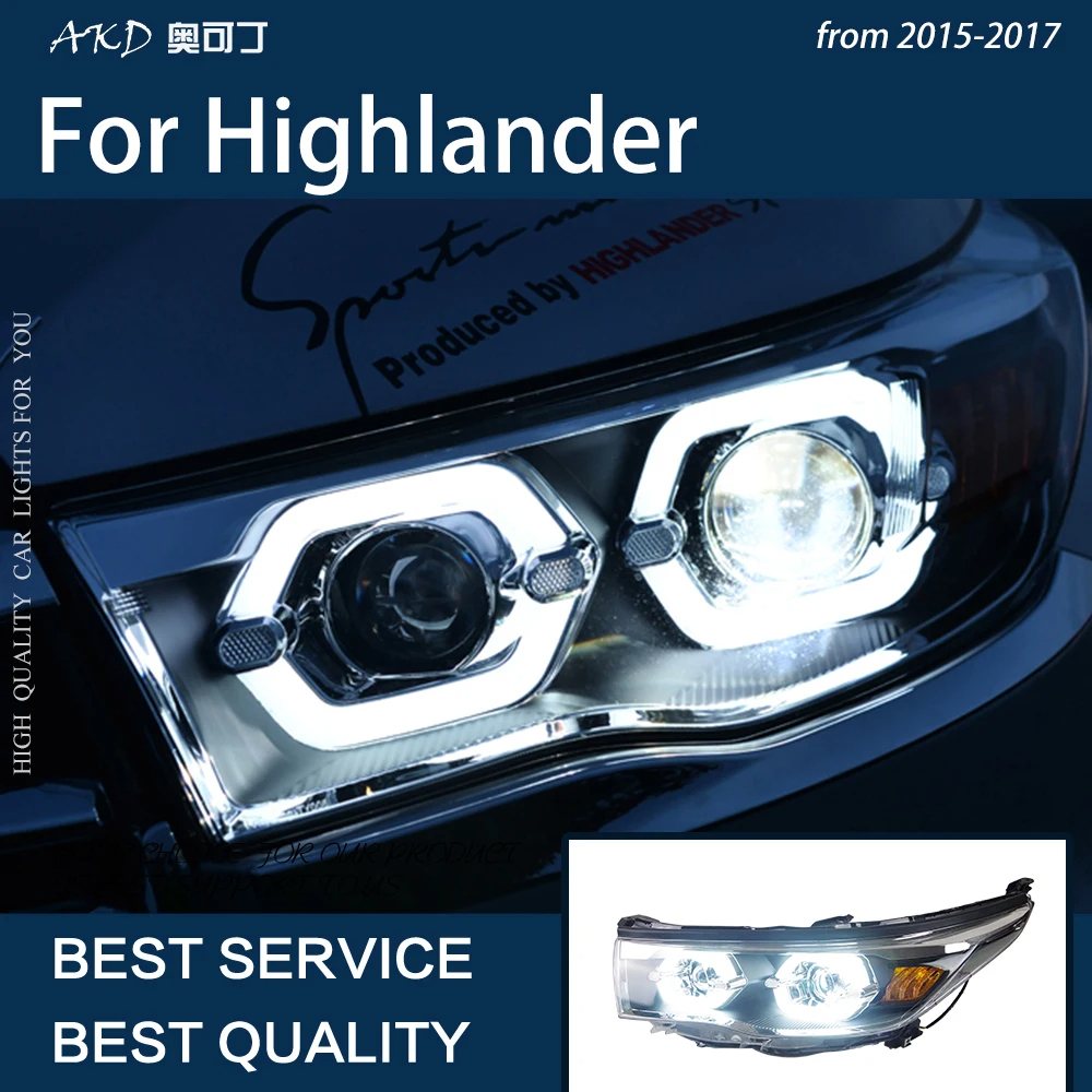 AKD Car Lights For Toyota Highlander 2015-2017 Kluger LED Headlights ...